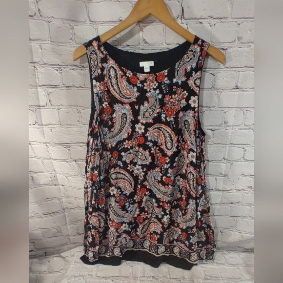 J. Jill | Tops | J Jill Sleeveless Paisley Print Lined Tunic Tank Large ...